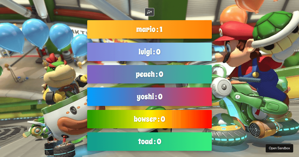 Mario Kart Redux/React-Pose - Codesandbox