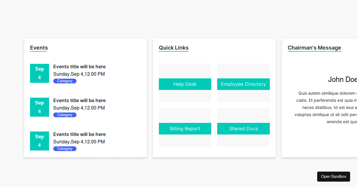 Ui Project in React js - Codesandbox
