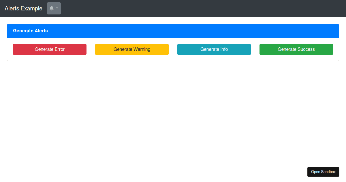 Angular 5 Alerts Demo - Codesandbox