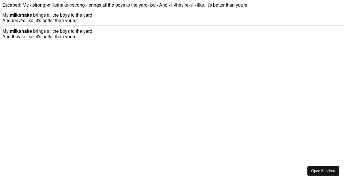 Vue Sanitize Example (forked) - Codesandbox