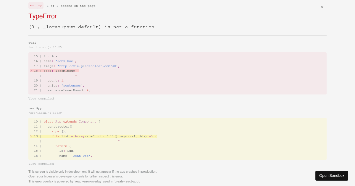 React Virtualized Listview example - Codesandbox