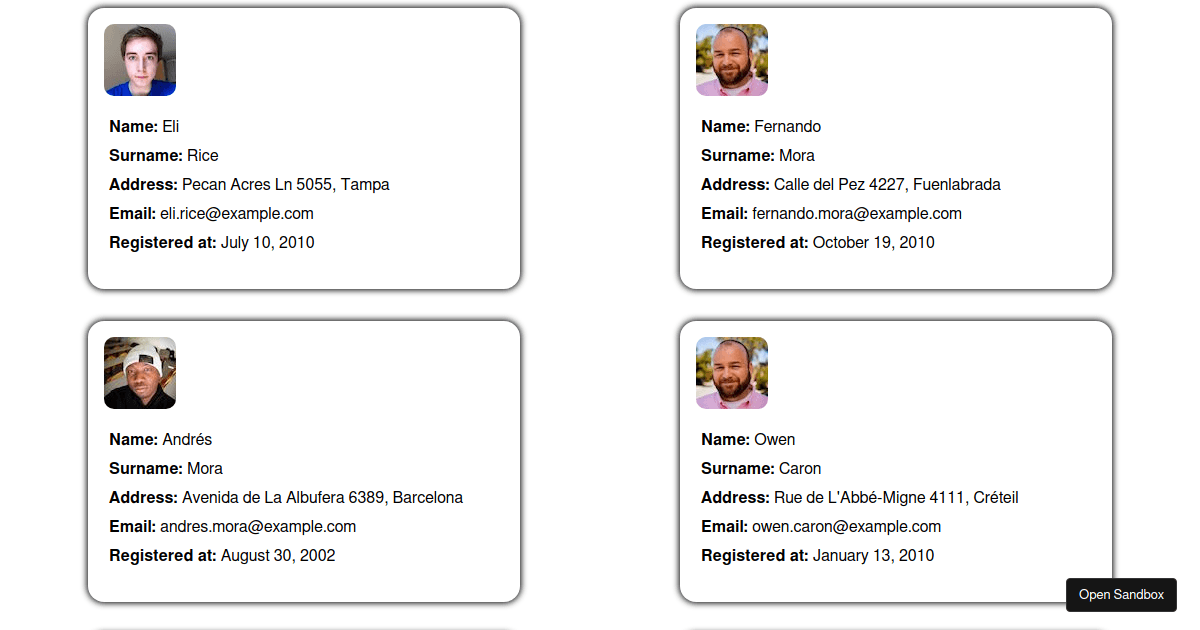 React Using Api Codesandbox
