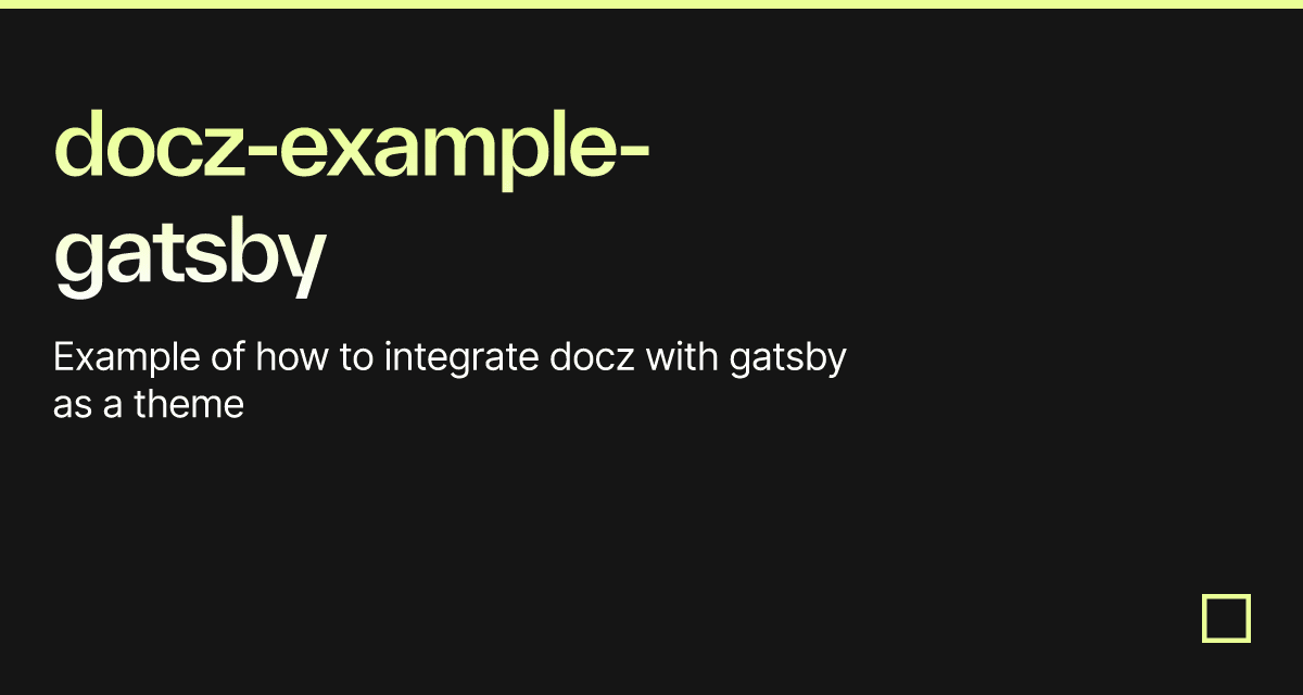 Docz Example Gatsby Codesandbox