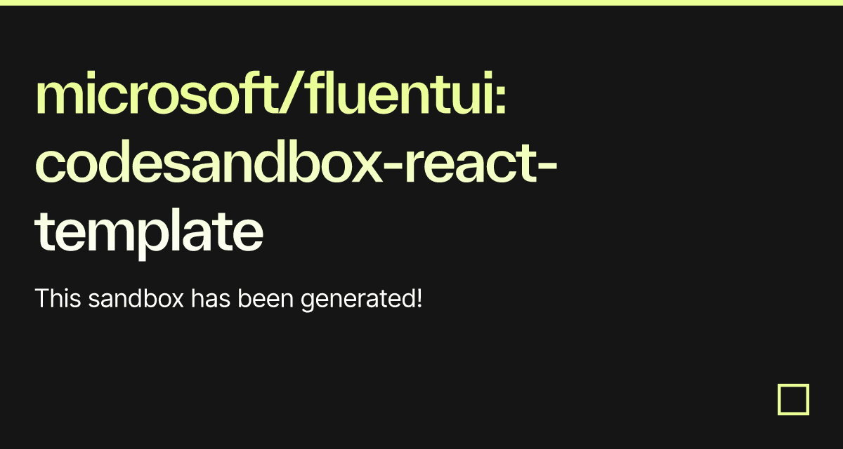Microsoftfluentui Codesandbox React Template Codesandbox