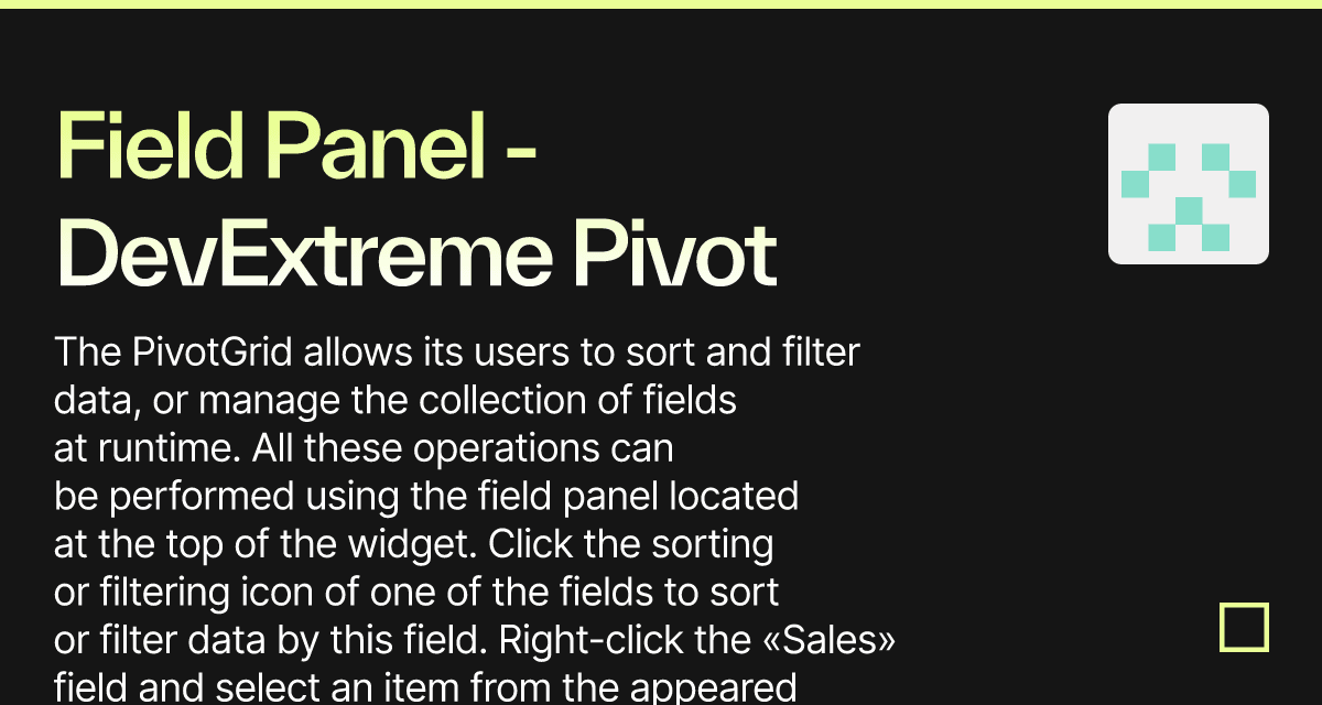 Field Panel - DevExtreme Pivot Grid - Codesandbox Field Panel - DevExtreme Pivot Grid - Codesandbox