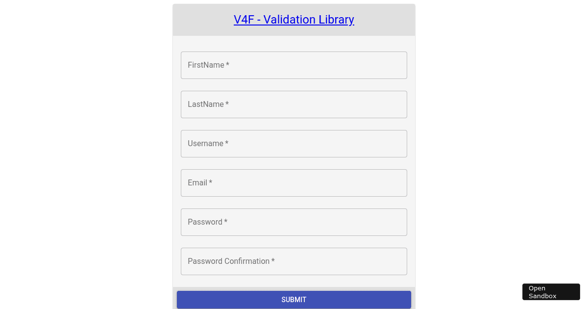 React Form Validation Using V4F library (forked) - Codesandbox React Form Validation Using V4F library (forked) - Codesandbox