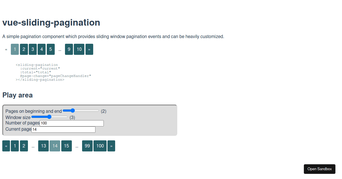 vue-sliding-pagination demo - Codesandbox