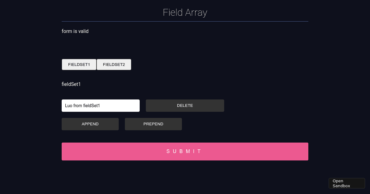 React Hook Form Usefieldarray Forked Codesandbox
