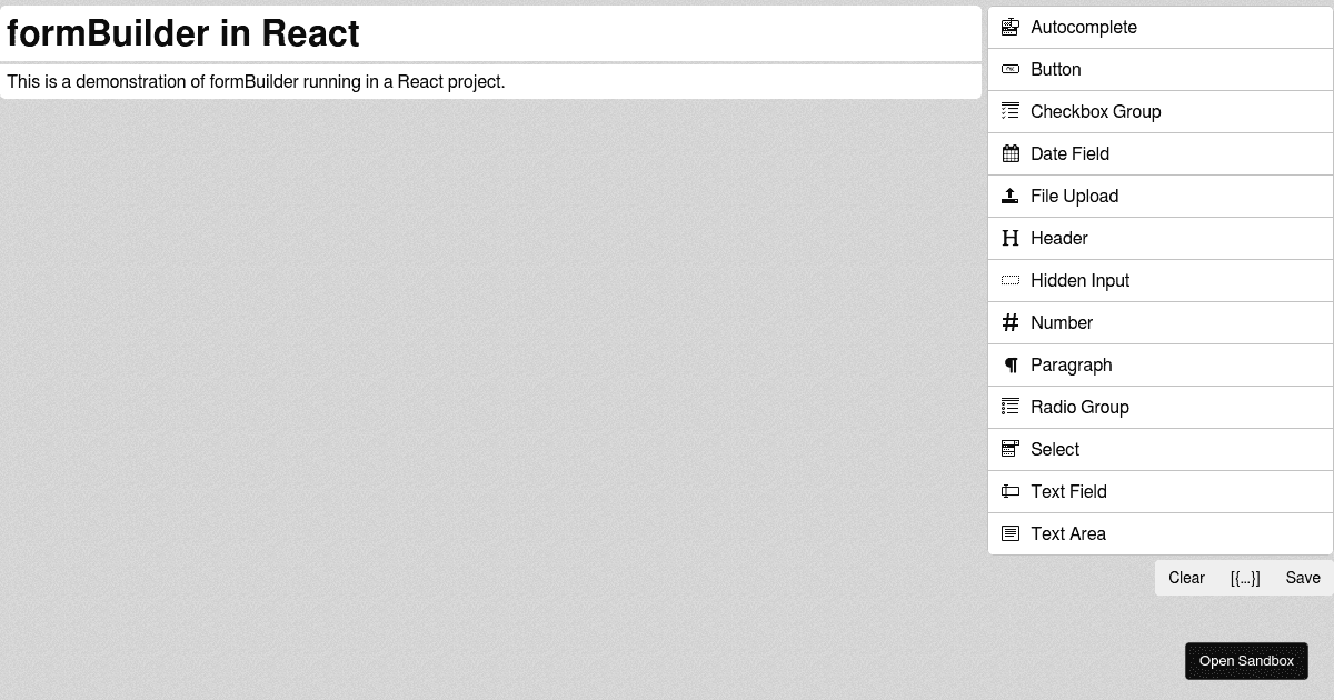 formBuilder: React - Codesandbox