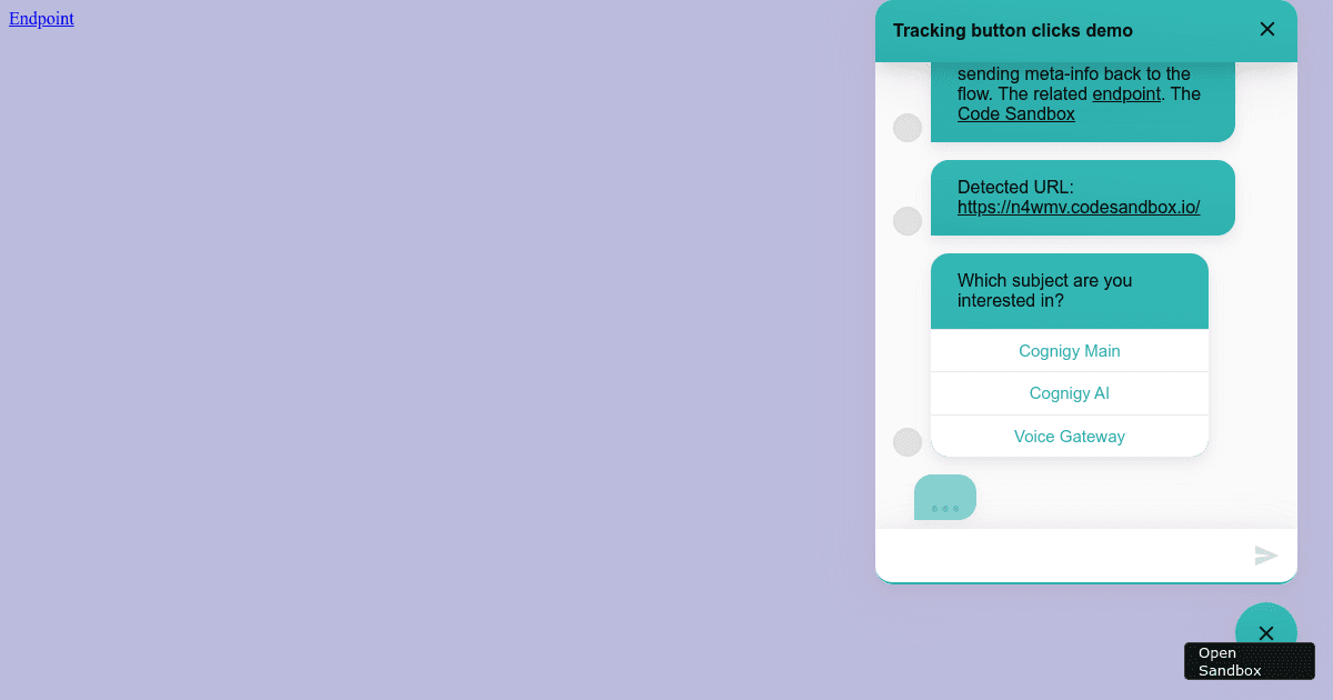 URL Button click event to the flow - Codesandbox