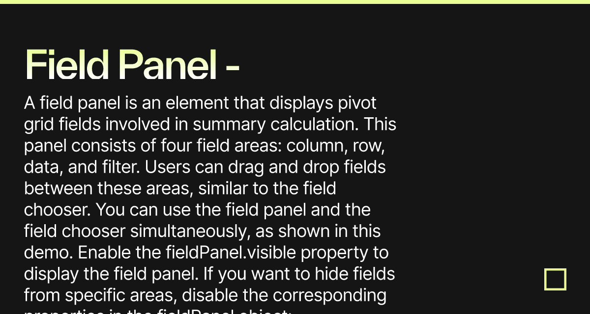 Field Panel - DevExtreme Pivot Grid - Codesandbox