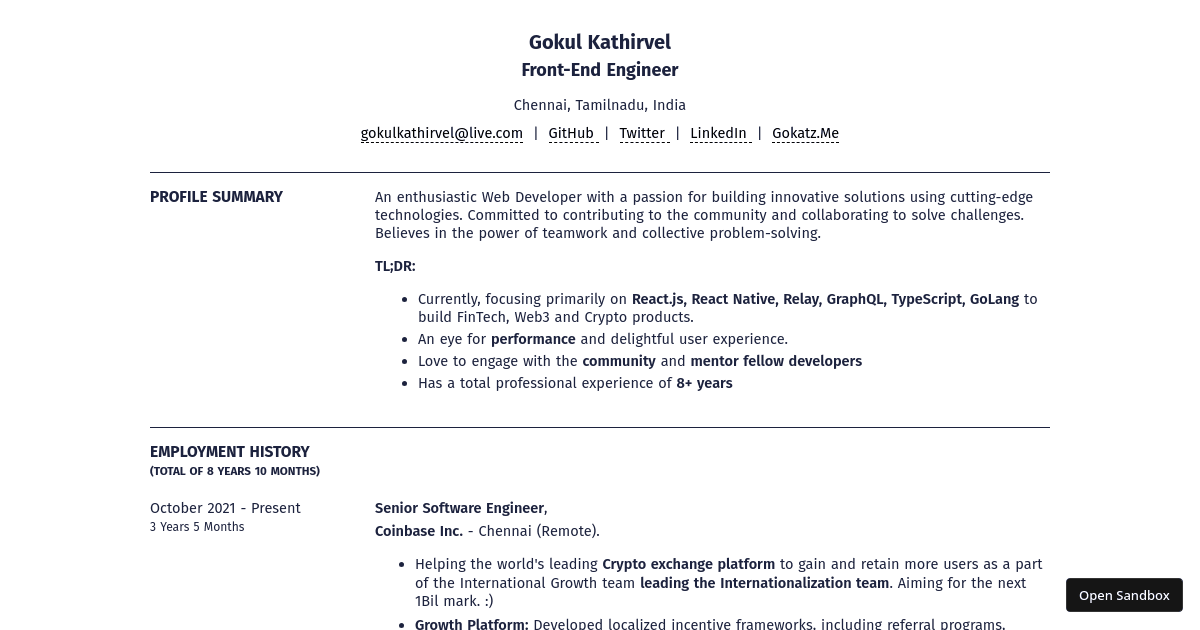 gokatz-web-resume - Codesandbox