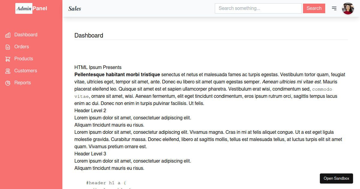 tailwindcss-admin-panel - Codesandbox
