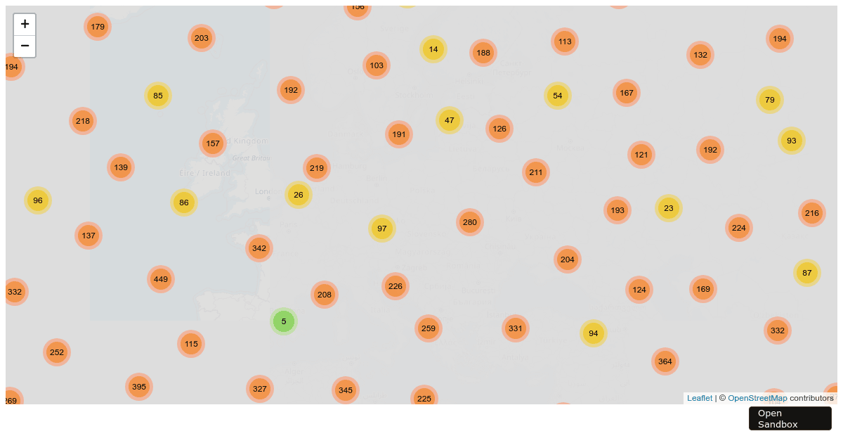 Render 100k markers by react-leaflet & react-leaflet-markercluster ... Render 100k markers by react-leaflet & react-leaflet-markercluster ...