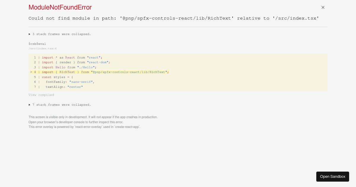 React sandbox for SharePoint Devs - Codesandbox