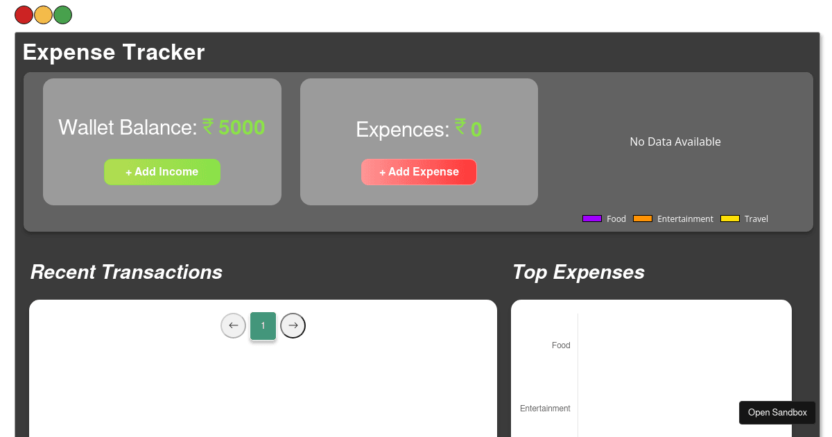 Expense tracker - Codesandbox
