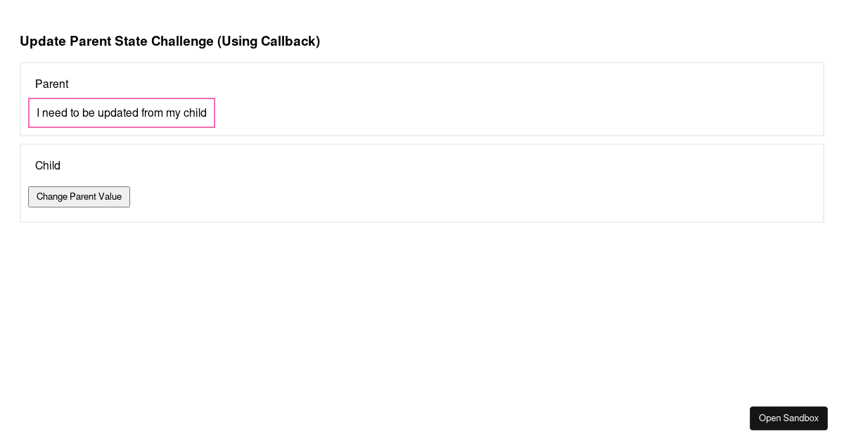 React Parent Child Relationship (forked) - Codesandbox React Parent Child Relationship (forked) - Codesandbox