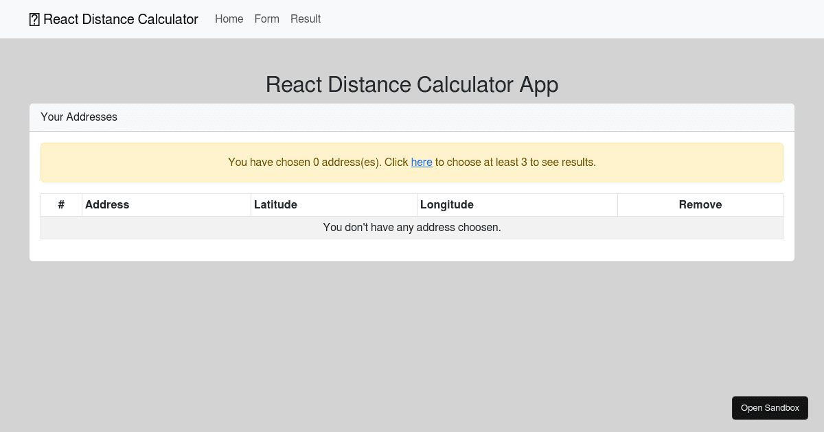react-distance-calculator - Codesandbox