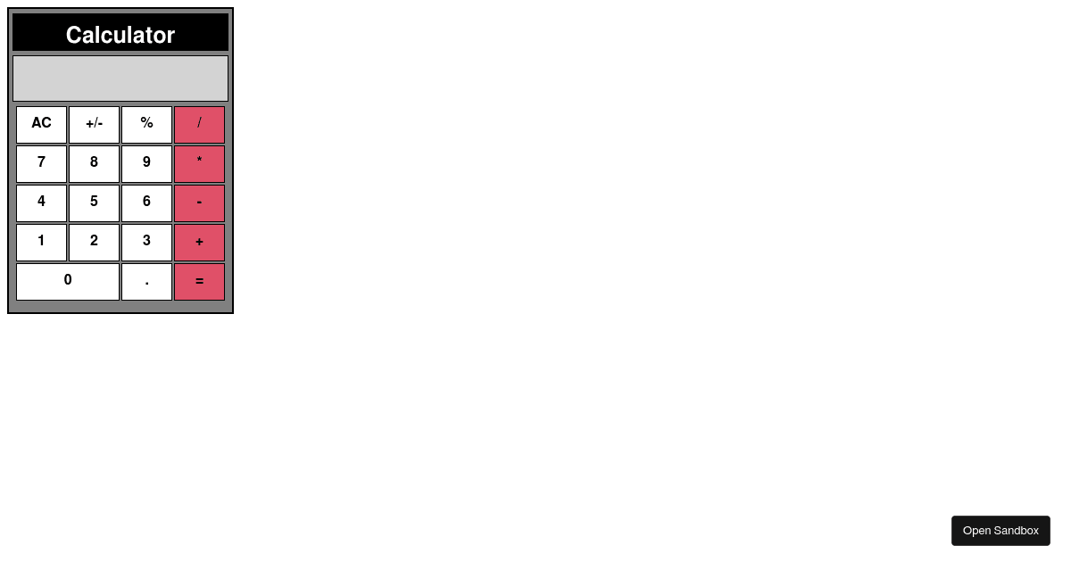 Calculator project (forked) - Codesandbox