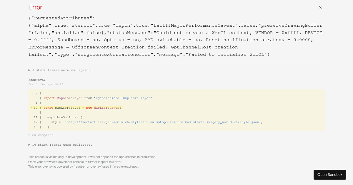 OpenLayers using MapLibre layer - Codesandbox