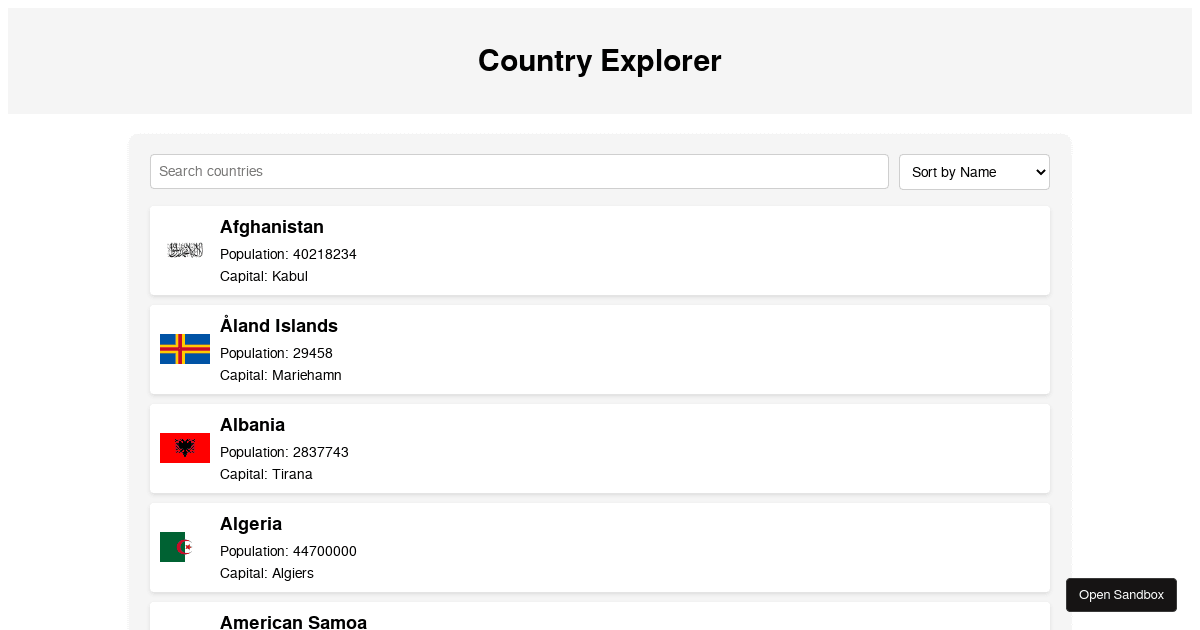 Country- Explorer - Codesandbox