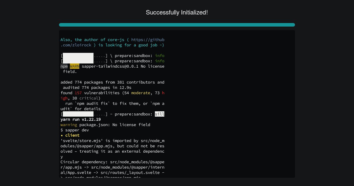 Sapper Tailwindcss Codesandbox