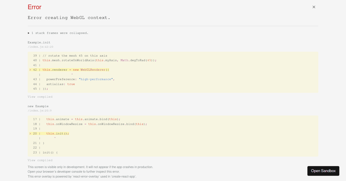 three.js bare example - Codesandbox