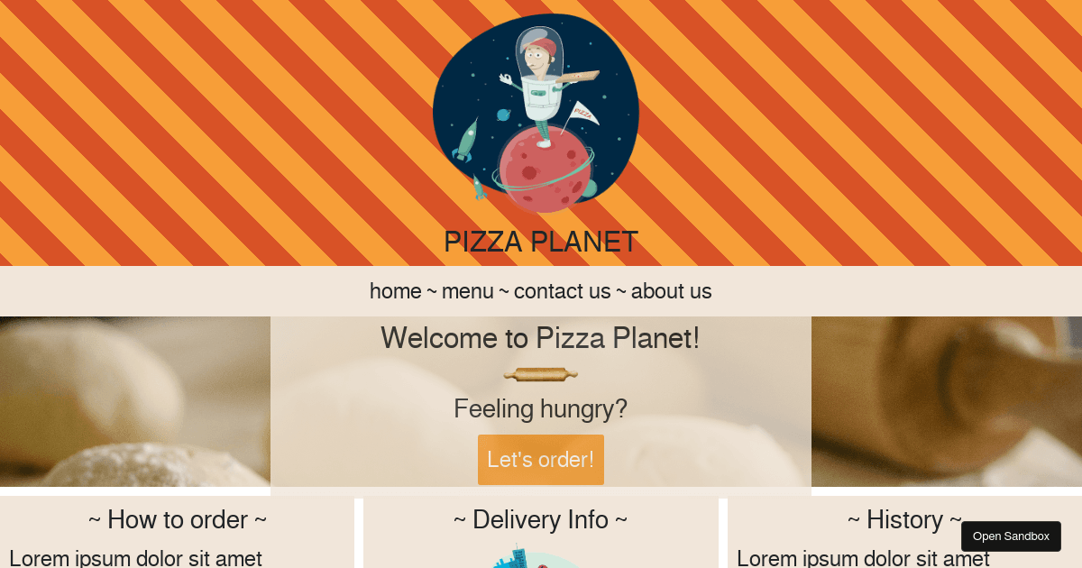 Pizza Planet - Codesandbox
