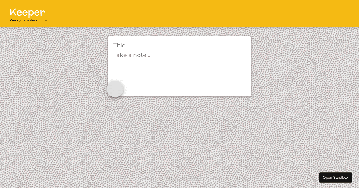 Keeper Part 3 Completed (forked) - Codesandbox