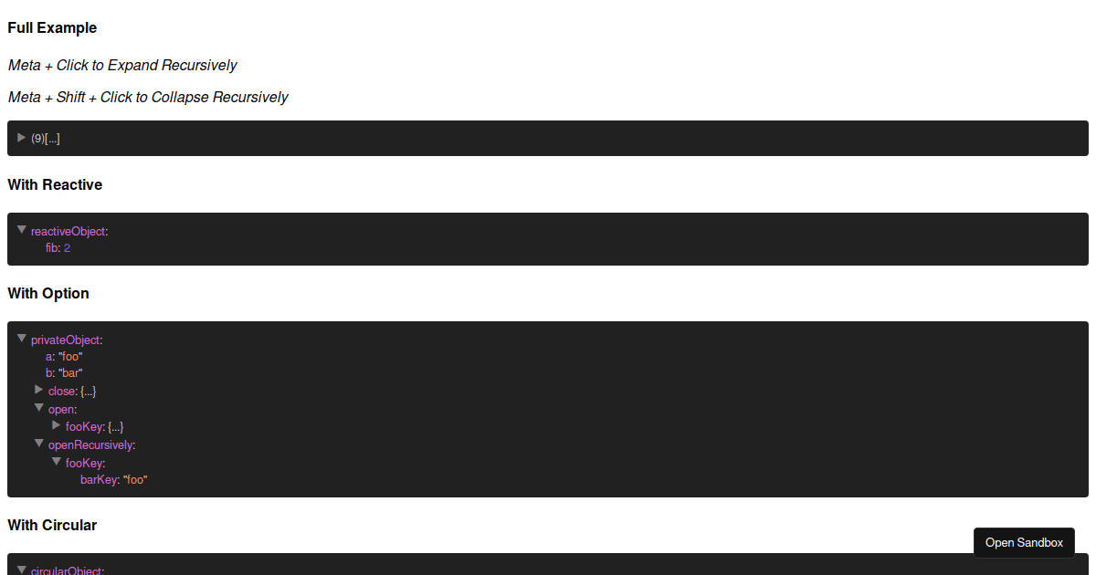 Object Visualizer Forked Codesandbox