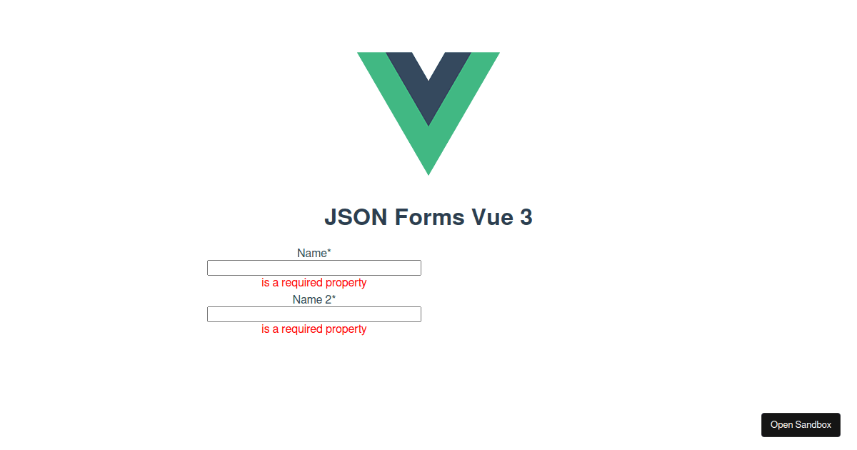 Jsonforms Vue Seed With Ajv Errors Required Not Working Forked Codesandbox