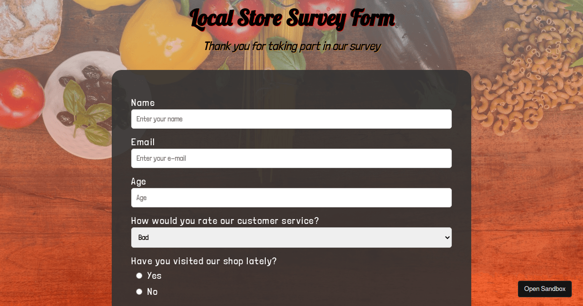 FCC: Survey Form - Codesandbox