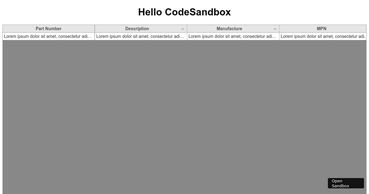 Tabulator Virtual Horizontal Freeze - Codesandbox