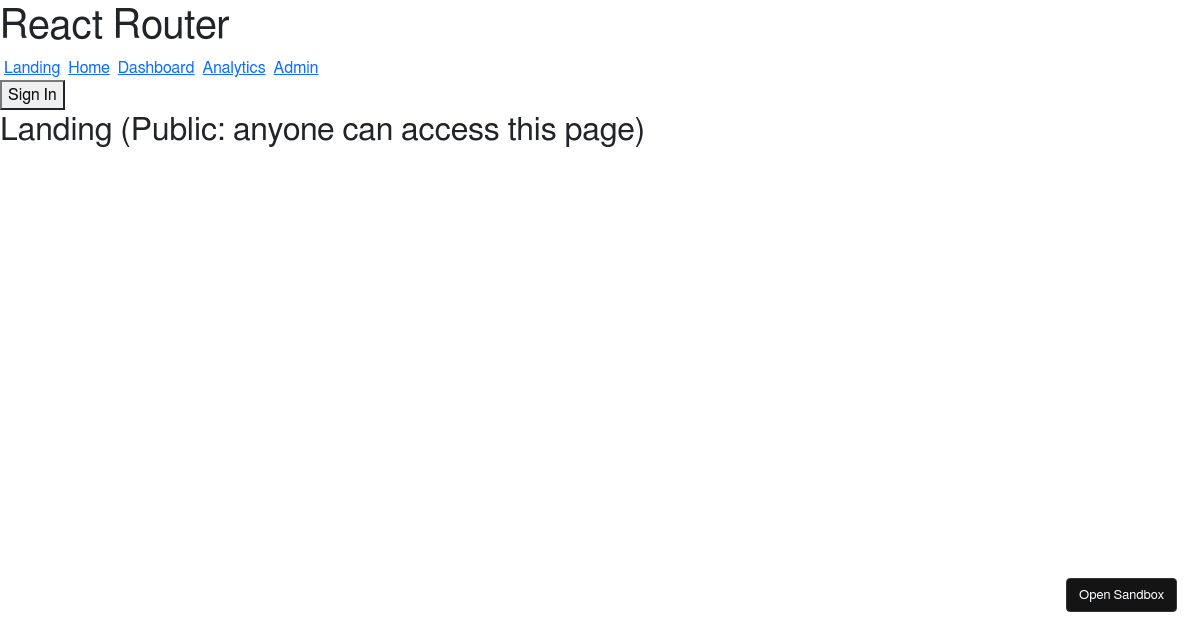React V6 Protected Routes Codesandbox
