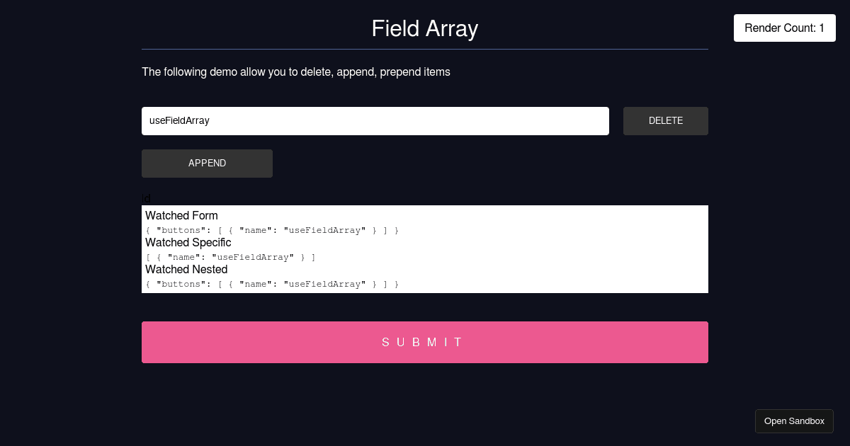 React Hook Form Usefieldarray Codesandbox 6132