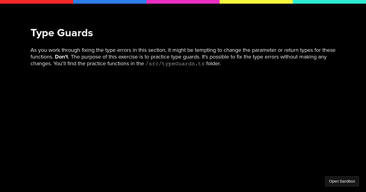 Practice - Type Guards - Codesandbox