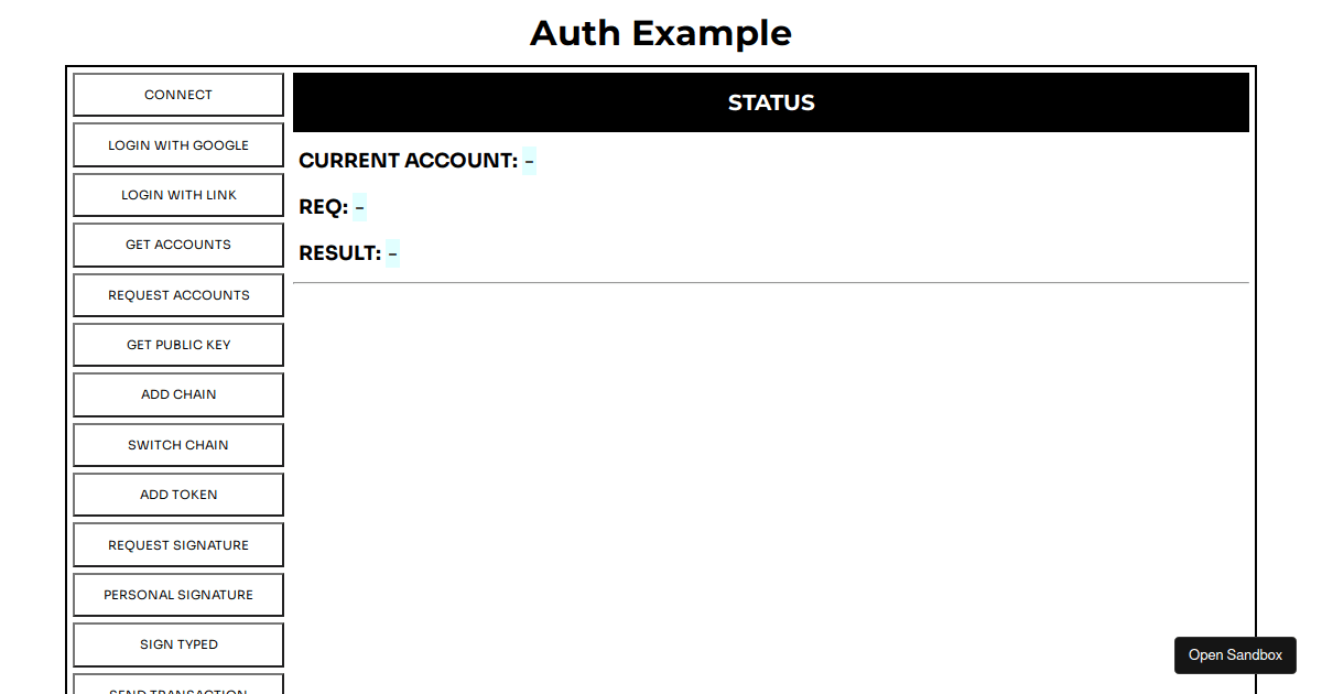 Arcana Auth Test Examples (forked) - Codesandbox