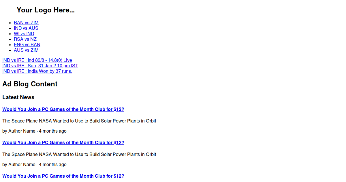 roanuz/cricket-html-template - Codesandbox