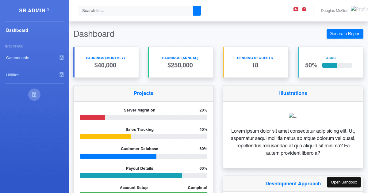 sb-admin - Codesandbox