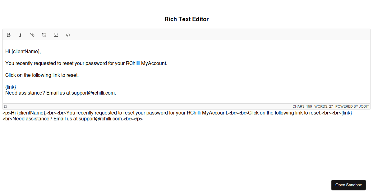 Jodit React Codesandbox