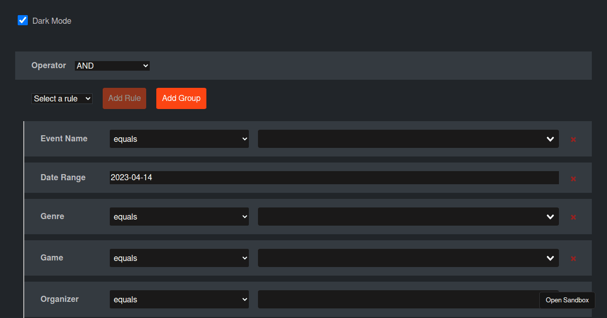 Readyup Vue Query Builder Prototype Codesandbox
