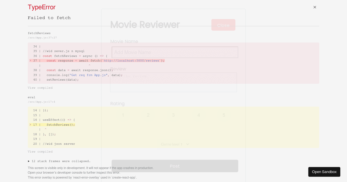 Movie Reviewer - Codesandbox