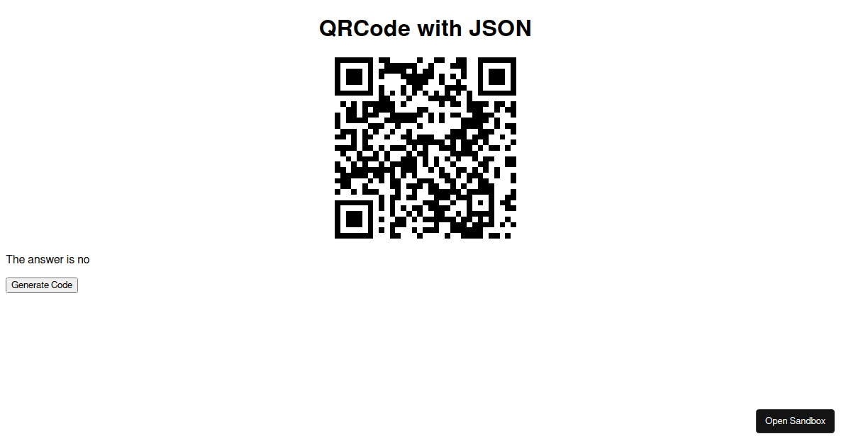 Generate QRCode with JSON data - Codesandbox