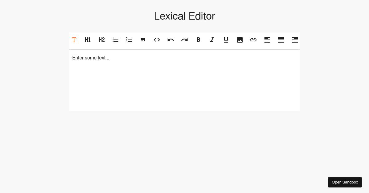 Lexical Editor Tutorial Codesandbox