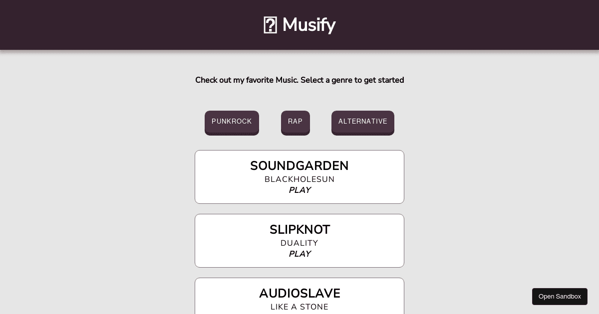 musify - Codesandbox