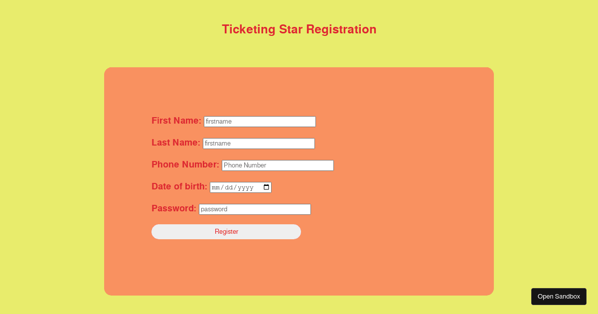 ticketing system react - Codesandbox