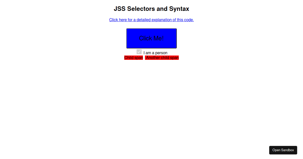 JSS pseudo-class selectors - Codesandbox