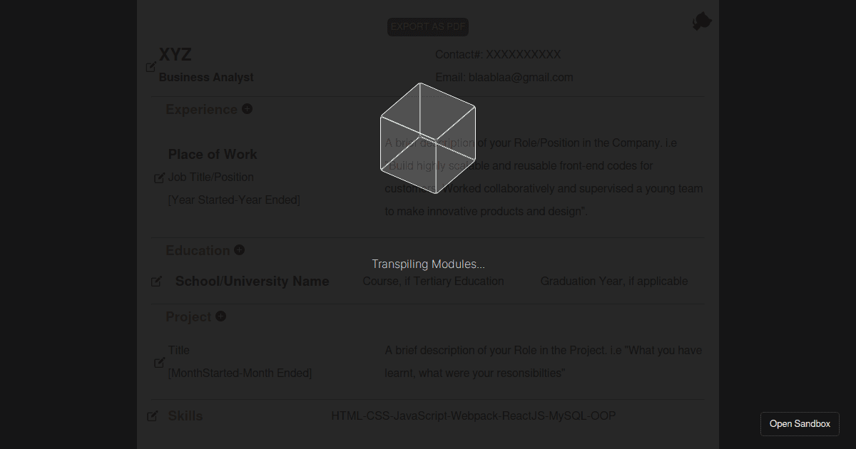 cv-build - Codesandbox