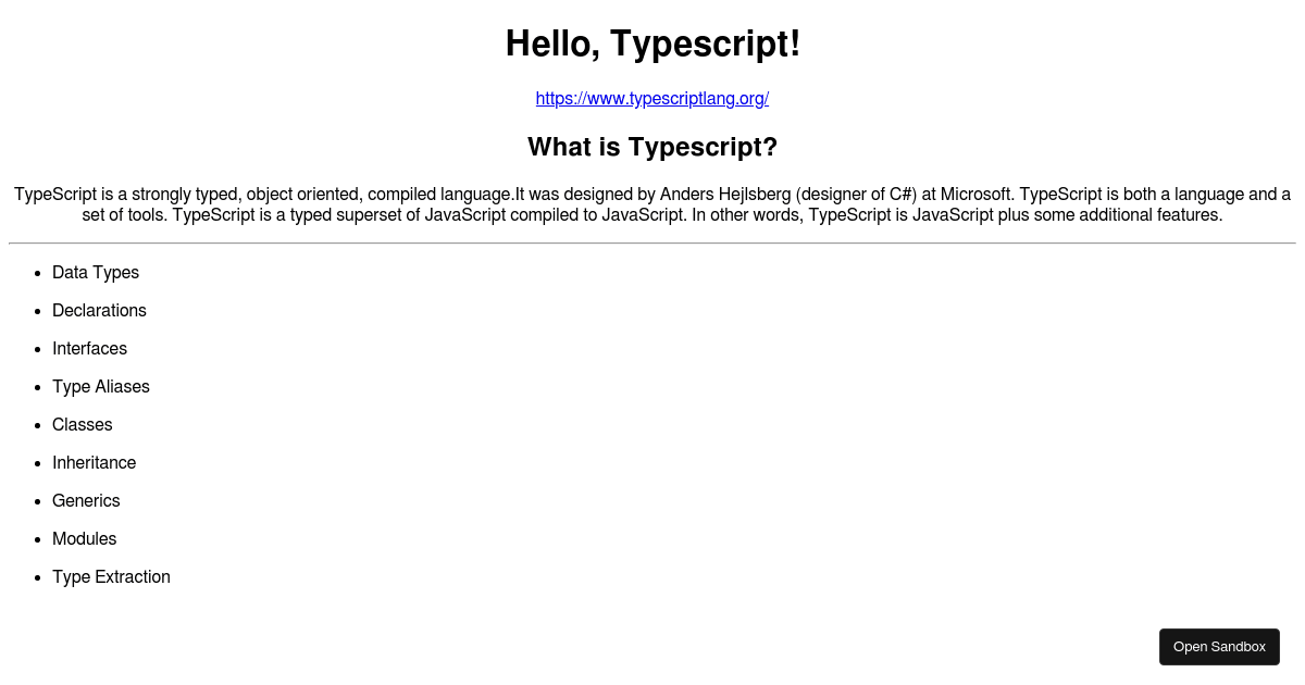 React Typescript Codesandbox