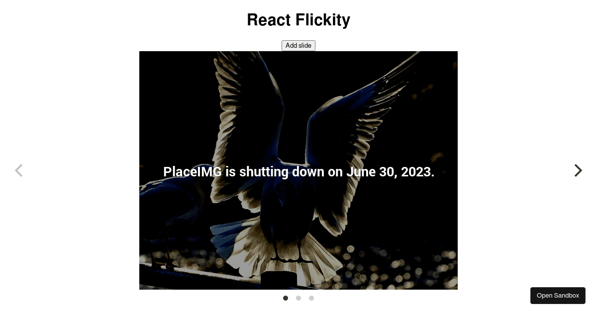 react-flickity (forked) - Codesandbox